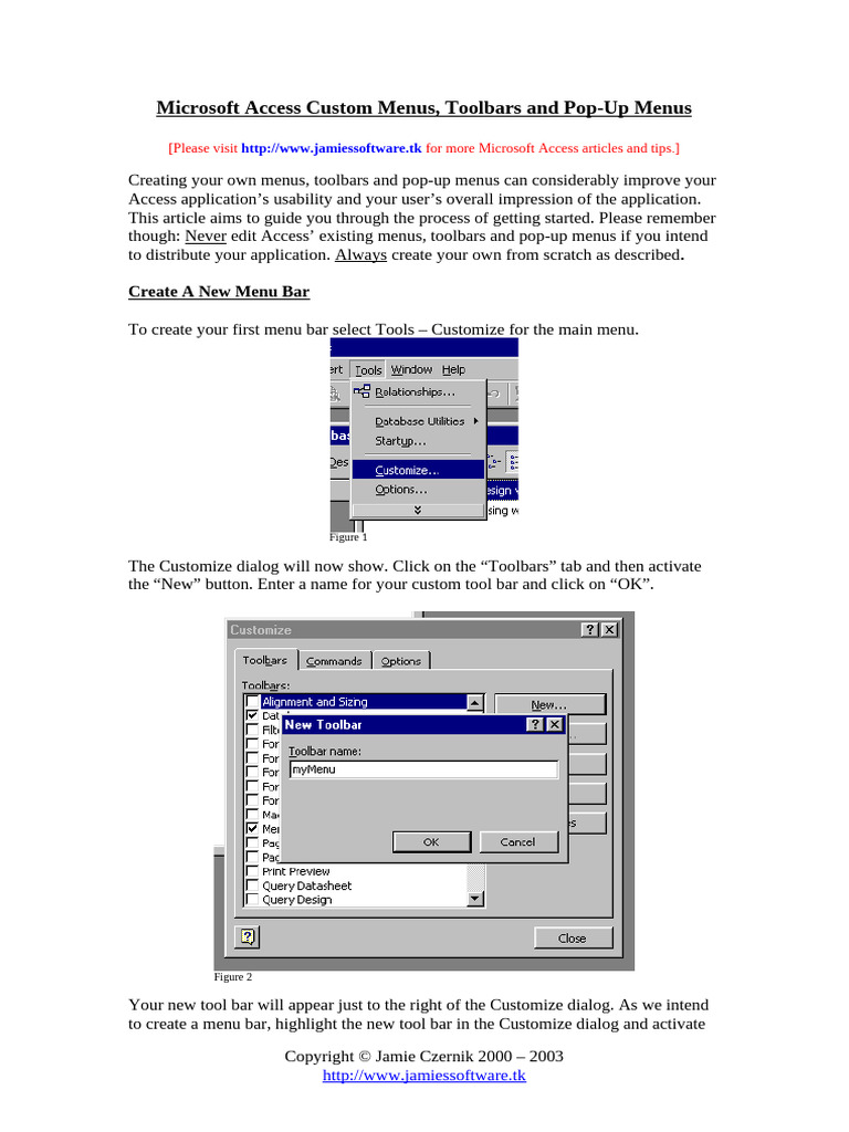 Create Custom Menus in MS Access | PDF | Menu (Computing) | Software