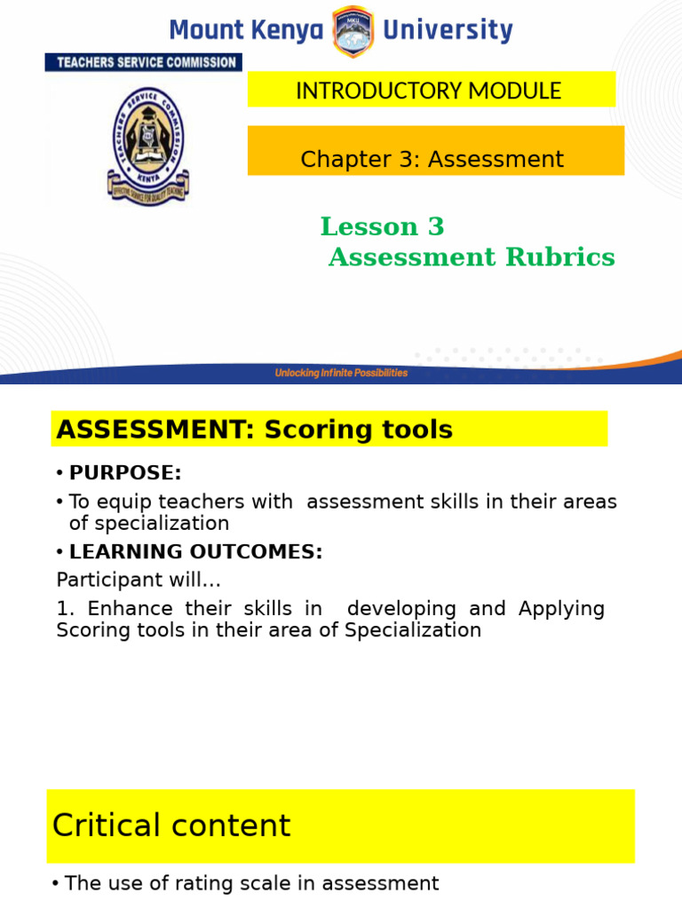Chapter 3-Assessment - Lesson 3-Assessment Rubric | PDF | Educational Assessment | Rubric (Academic)