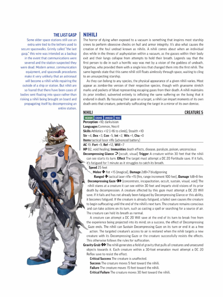 Starfinder 2E Stat Card Nihili | PDF