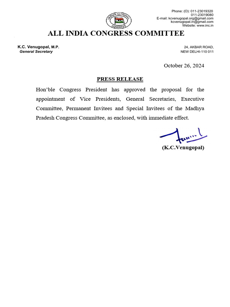 MPCC PR Committees CR | PDF | Indian National Congress | Politics Of India