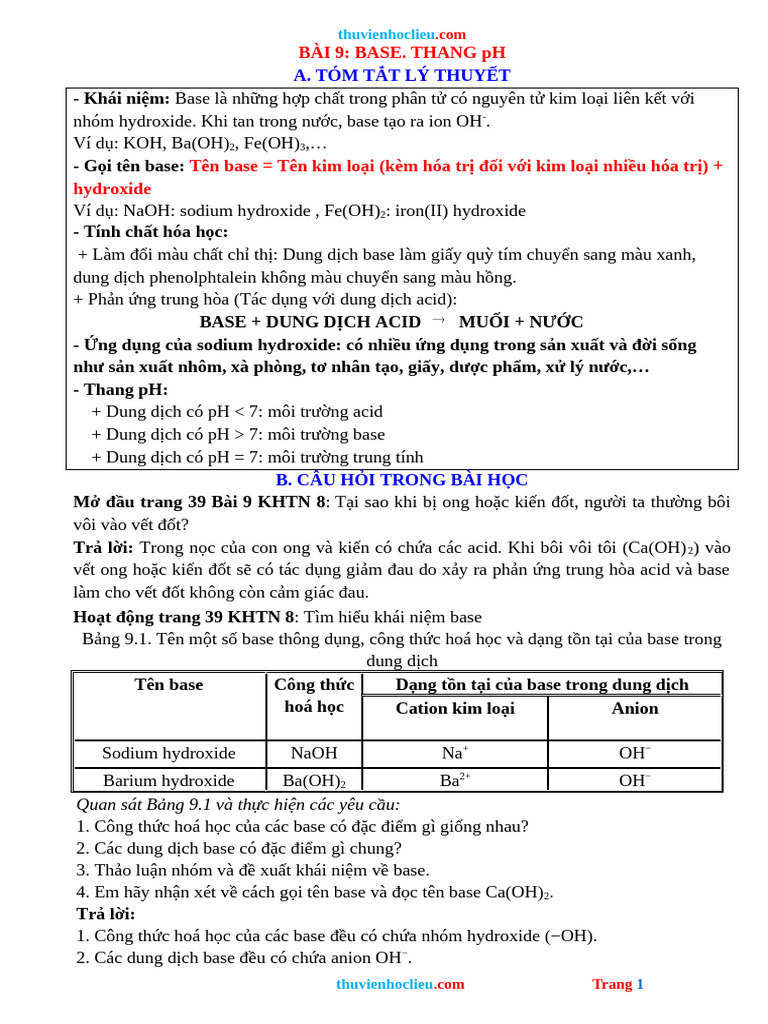 Chuyen de KHTN 8 Ket Noi Bai 9 | PDF