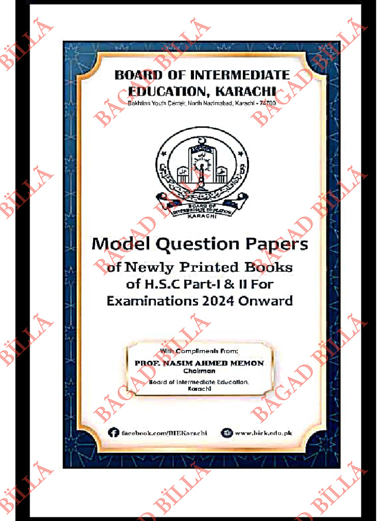 XI Math Solved Model Paper by Bagad Billa | PDF