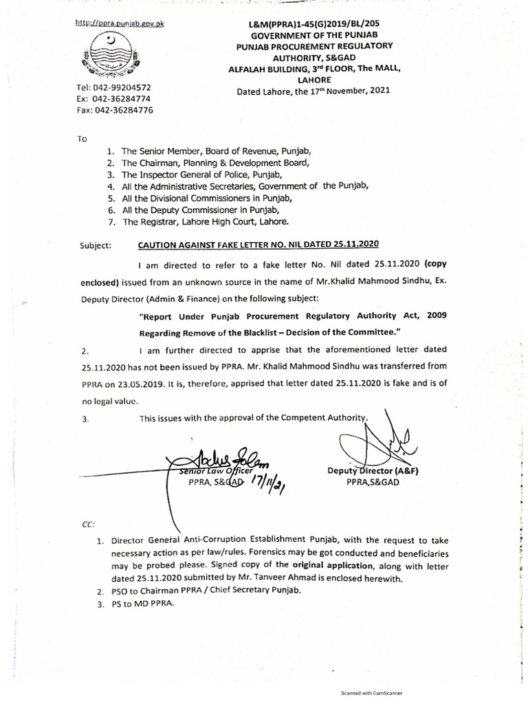Caution Notice PPRA | PDF