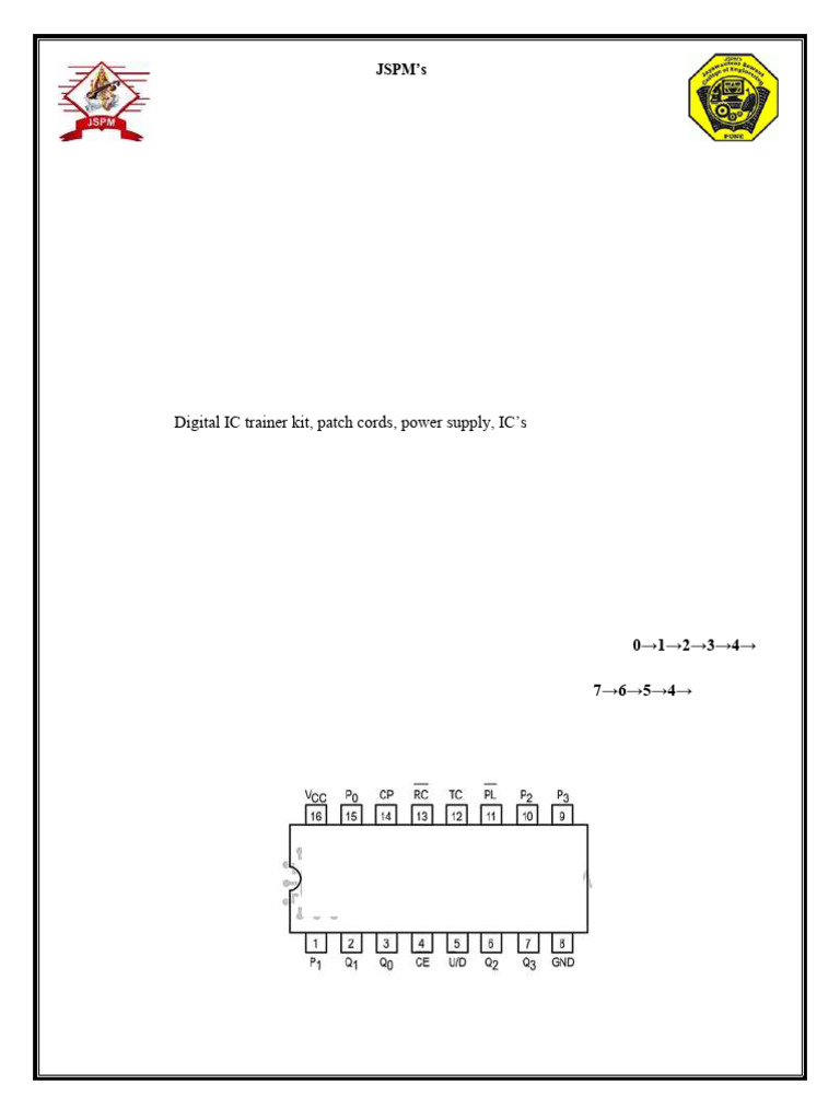 Experiment No 07 - Synchronous Counter ICs IC 74191 | PDF | Electronic ...