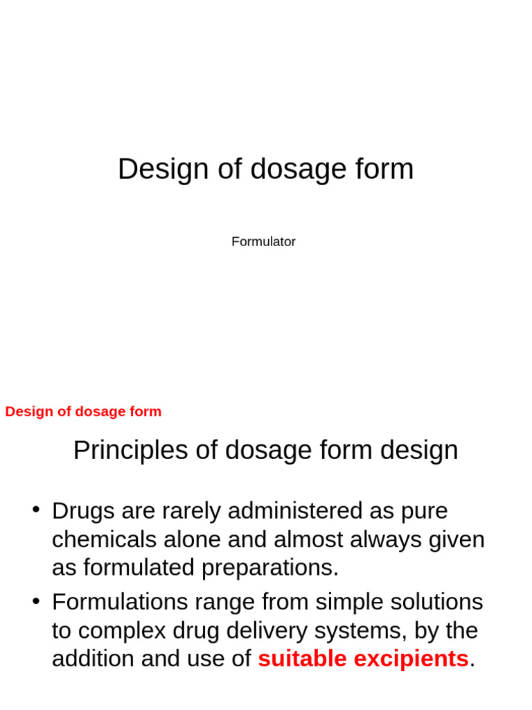 1 - Design of Dosage Form | PDF | High Performance Liquid Chromatography | Solubility