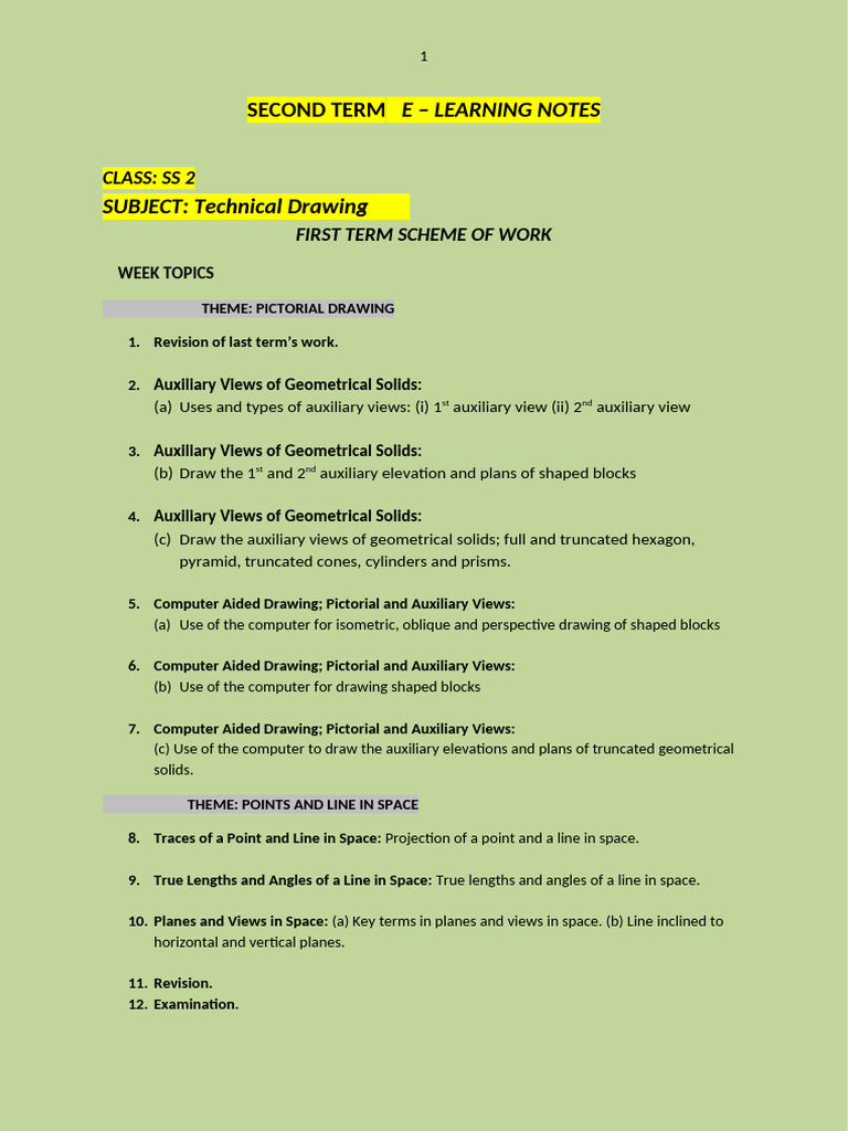 SS2 T-Drawng 2ND Term E-Notes | PDF | Ellipse | Classical Geometry