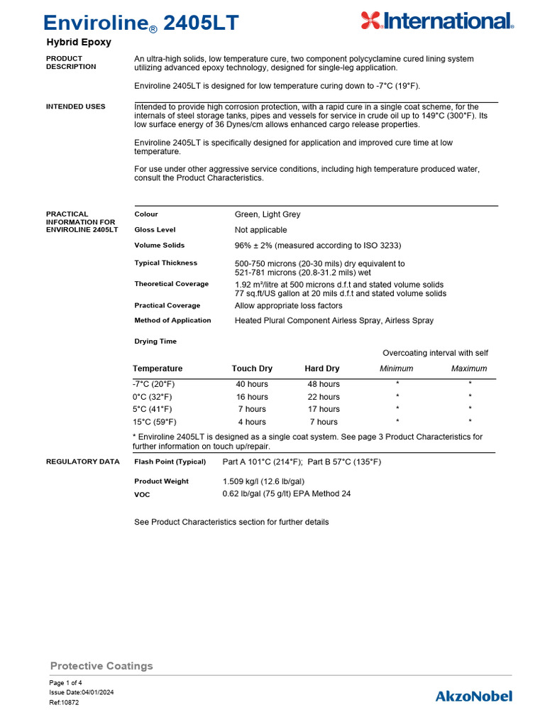 Enviroline 2405LT | PDF | Paint | Epoxy