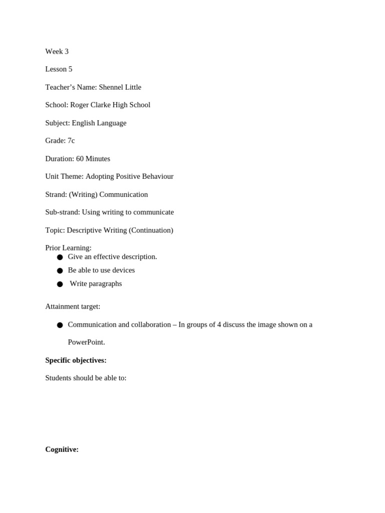 Continuation of Descriptive Writing | PDF | Essays | Reading Comprehension