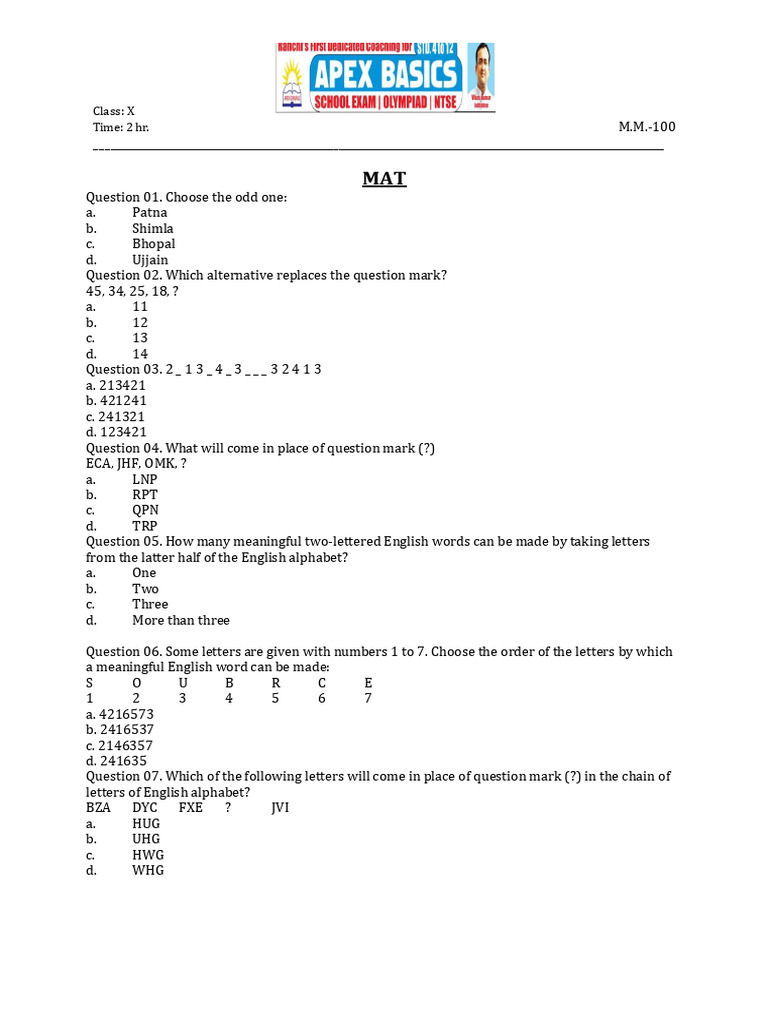 Class 10 Lakshya 1 Test Pdf