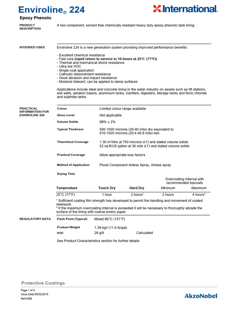 Enviroline 224 | PDF | Coating | Paint