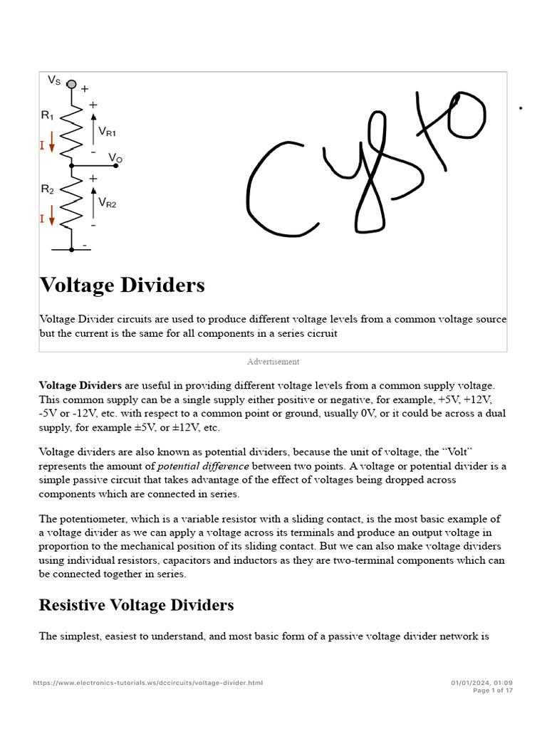 Voltage Divider Circuits Guide Pdf Series And Parallel Circuits