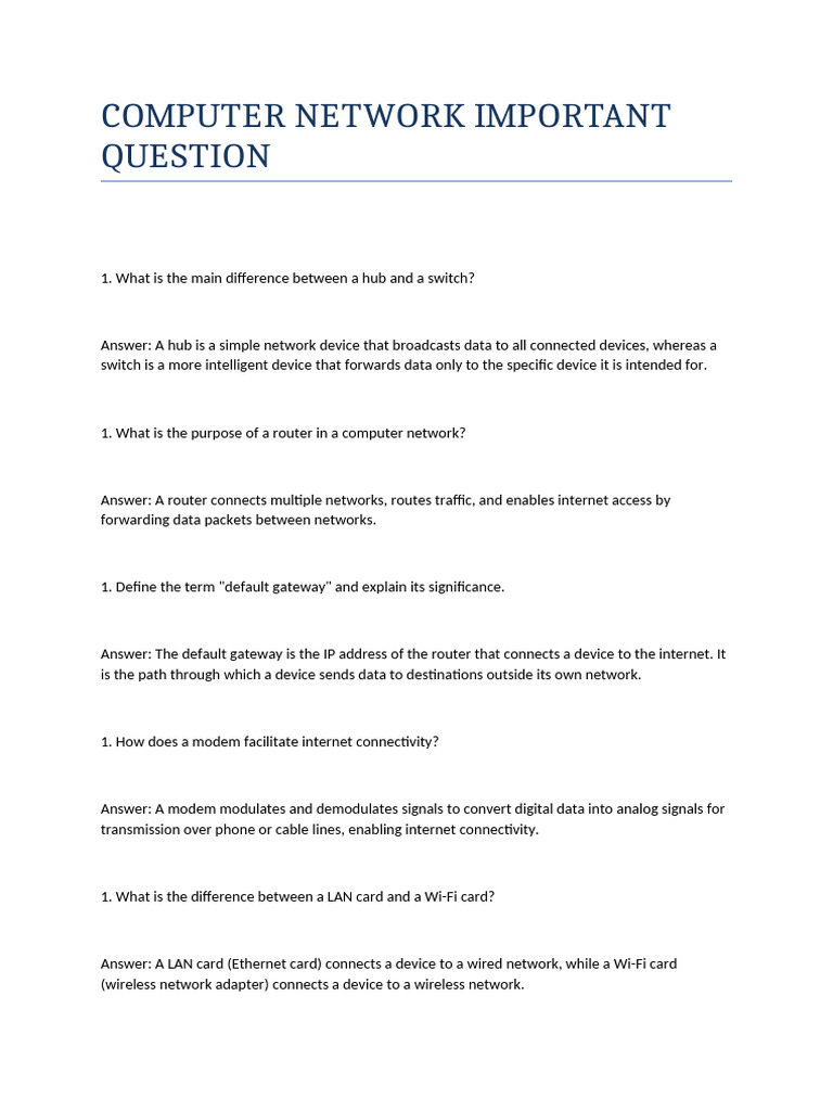 Computer Network Important Question | PDF | Computer Network | Domain Name System