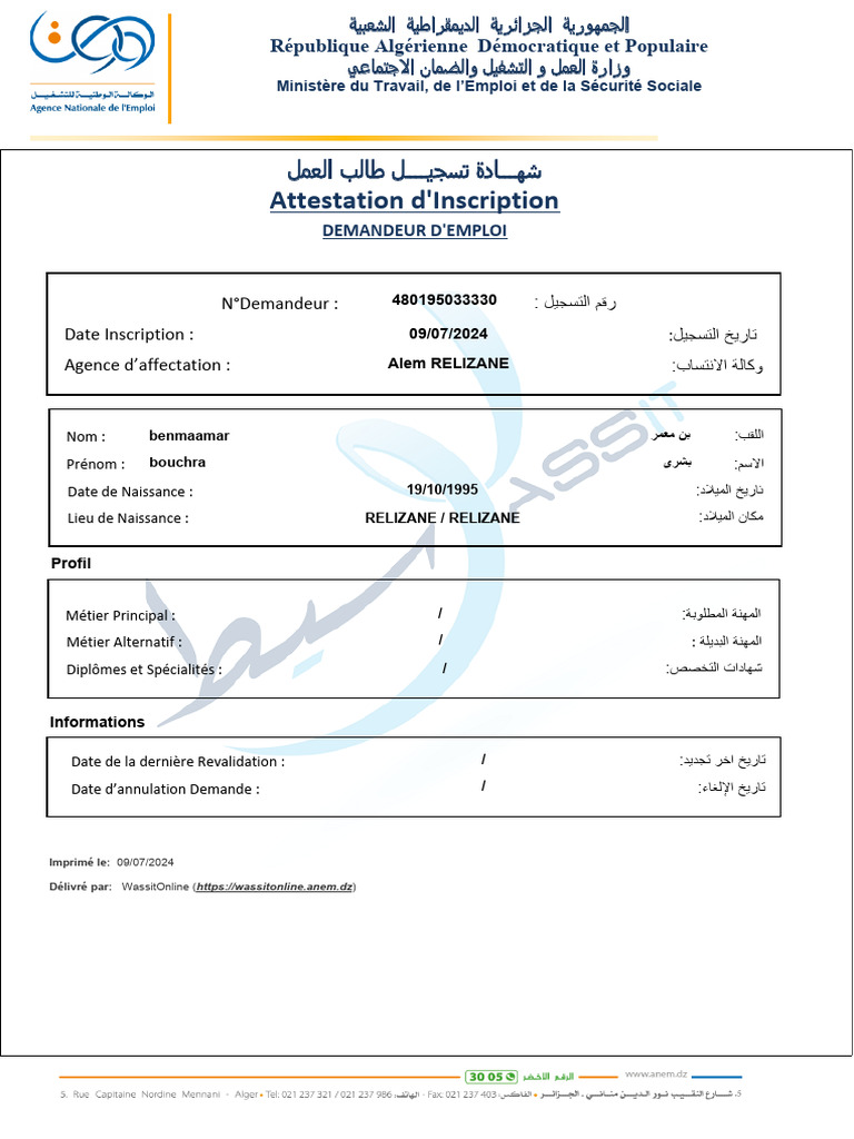 Fiche Demandeur Online | PDF