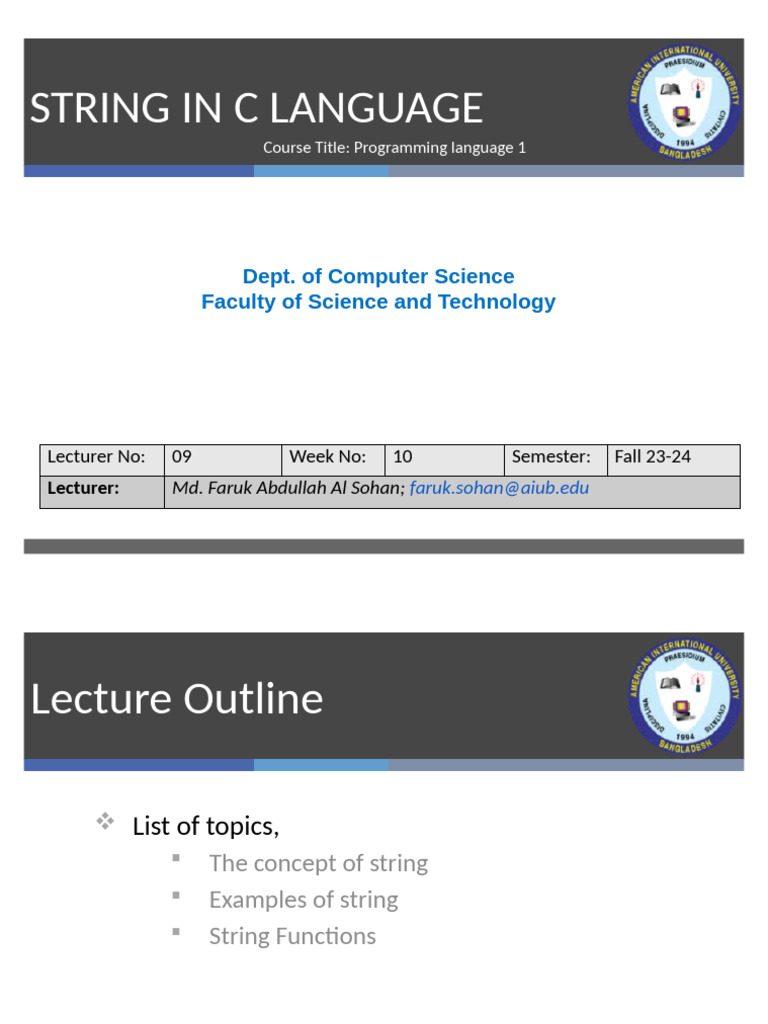 PL1 Lecture 9 String | PDF | String (Computer Science) | Software ... PL1 Lecture 9 String | PDF | String (Computer Science) | Software ...