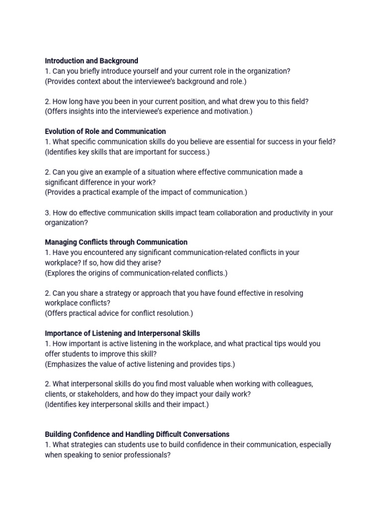 Interview Questions | PDF | Communication | Interpersonal Communication