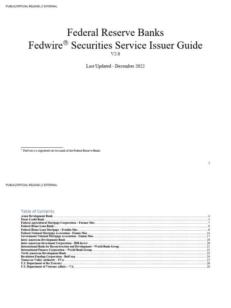 Fedwire Services Securities Guide | PDF | Mortgage Backed Security ...