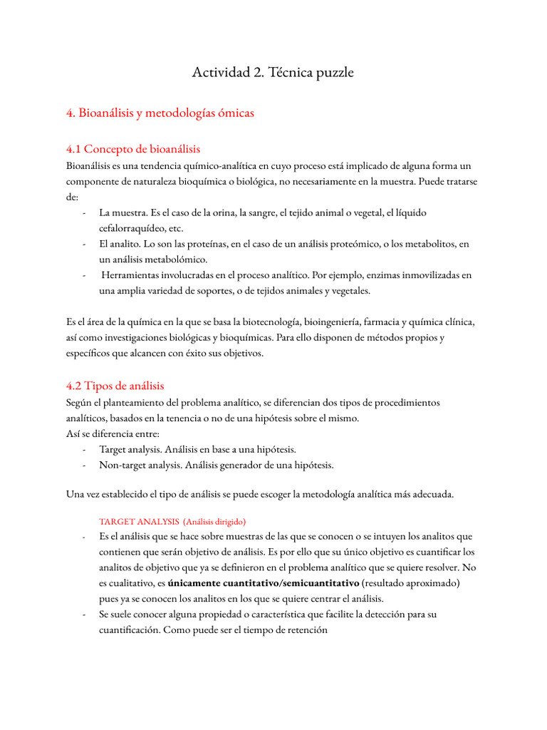 Aad 2 Puzzle. Bioanálisis | PDF | La metabolómica | Gene