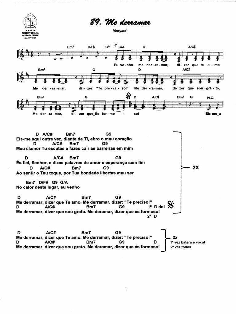 Me Derramar (D) - Vineyard | PDF