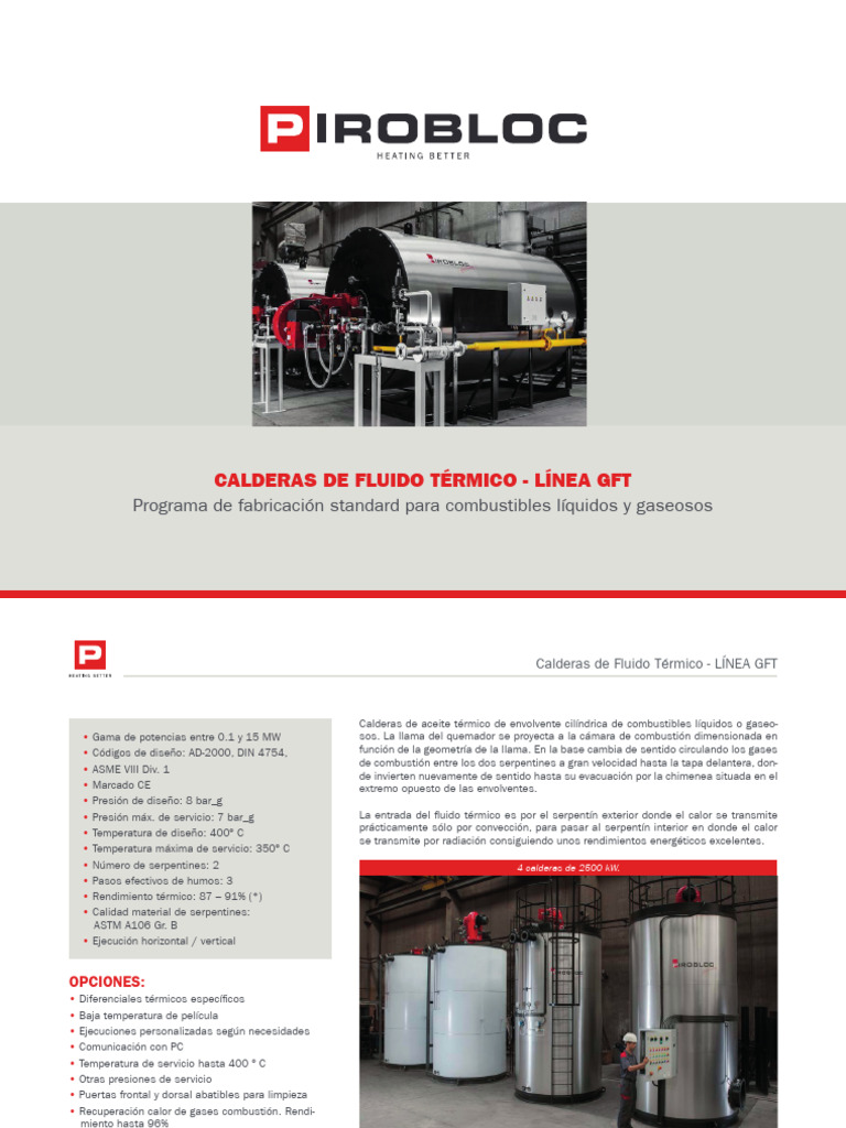 Calderas Térmicas GFT: Eficiencia y Potencia | PDF | Calor | Chimenea