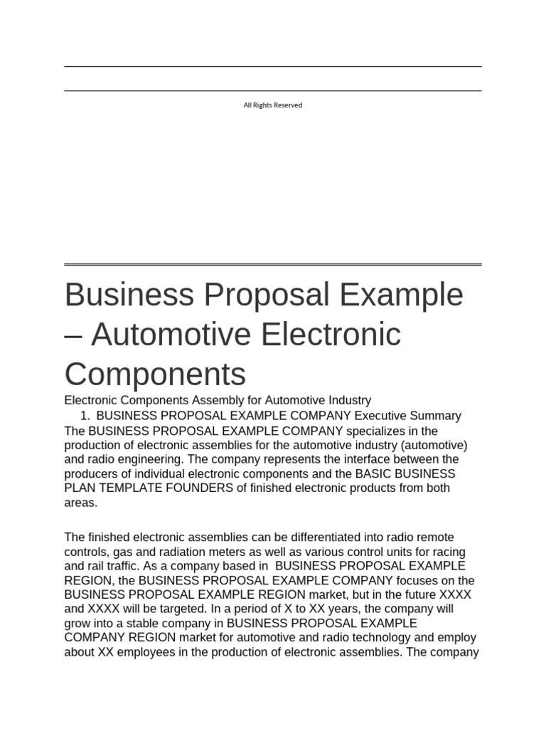 Business Proposal Example - Automotive Electronic Components | PDF ...
