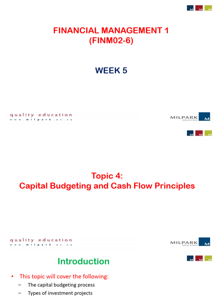 FINM02-6 Topic 4 | PDF | Capital Budgeting | Net Present Value