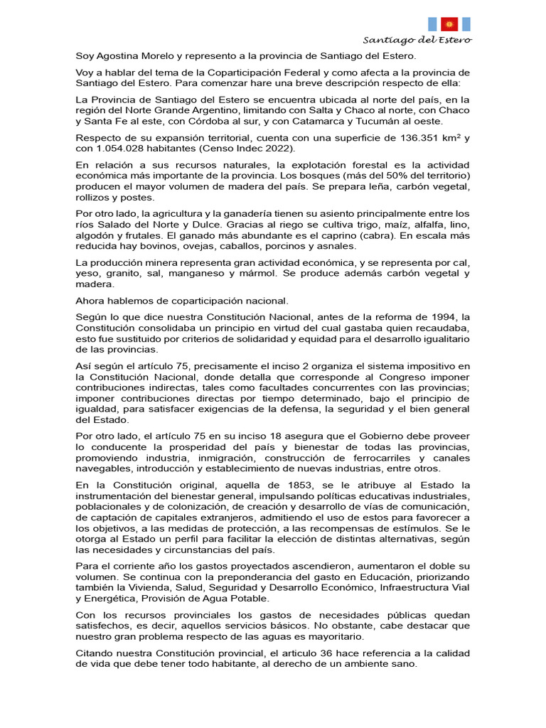 Coparticipación Federal y Santiago del Estero | PDF | Los bosques | Agua