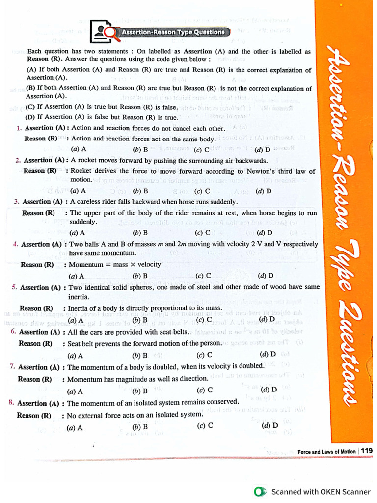 Assertion -Reason type questions | PDF