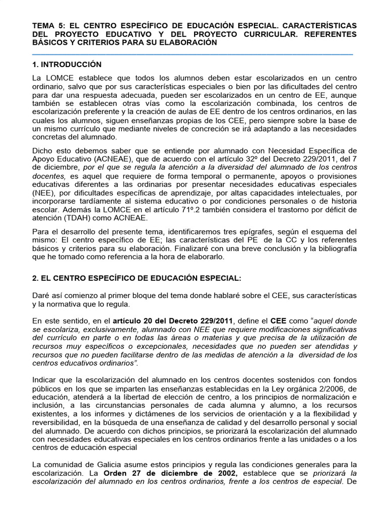 Tema 5 PT Al 2020 (N) | PDF | Plan de estudios | Educación especial