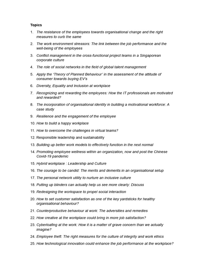 Project Topis.docxf | PDF | Organizational Behavior | Social Psychology