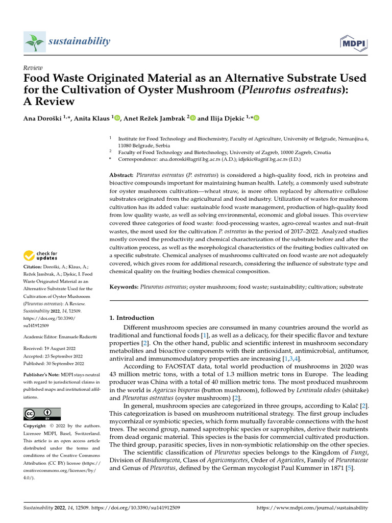 Food Waste Originated Material As An Alternative Substrate Used | PDF ...