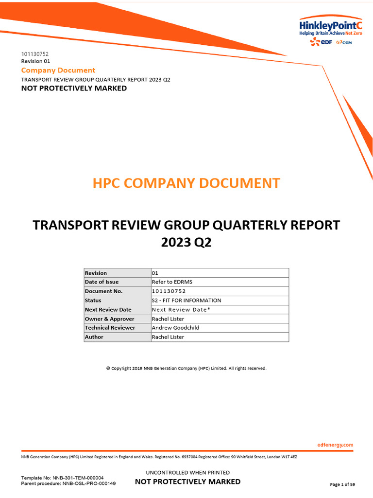 Transport Review Group Quarterly Report 2023 Q2 With Appendix | PDF ...