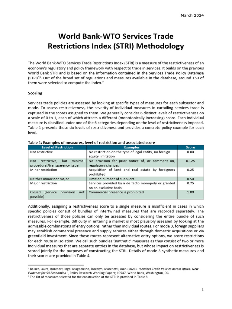 WB-WTO STRI Methodology | PDF | Function (Mathematics) | Cargo