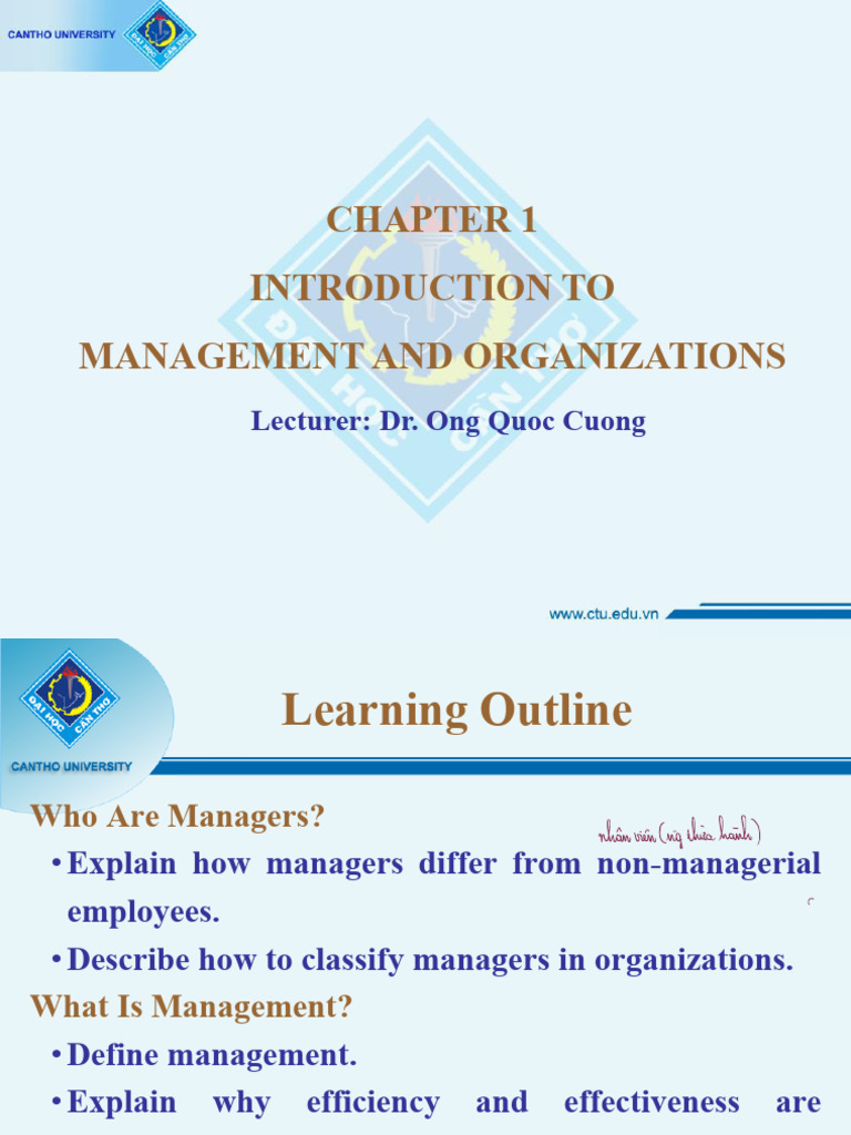 Chapter 1 Introduction to Management and Organizations | PDF ...