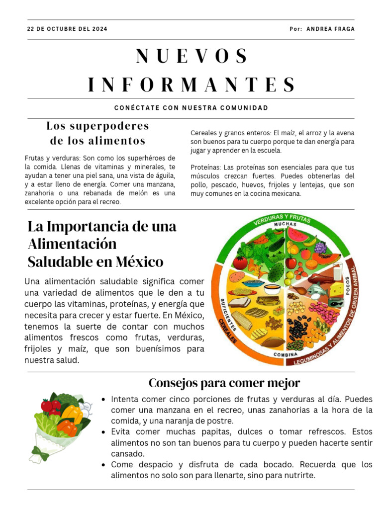 Periódico La Alimentación Saludablke | PDF | Alimentos | Fruta