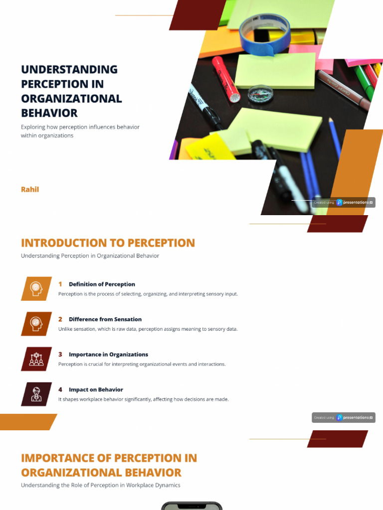 Organisational Behaviour Course - Perception | PDF