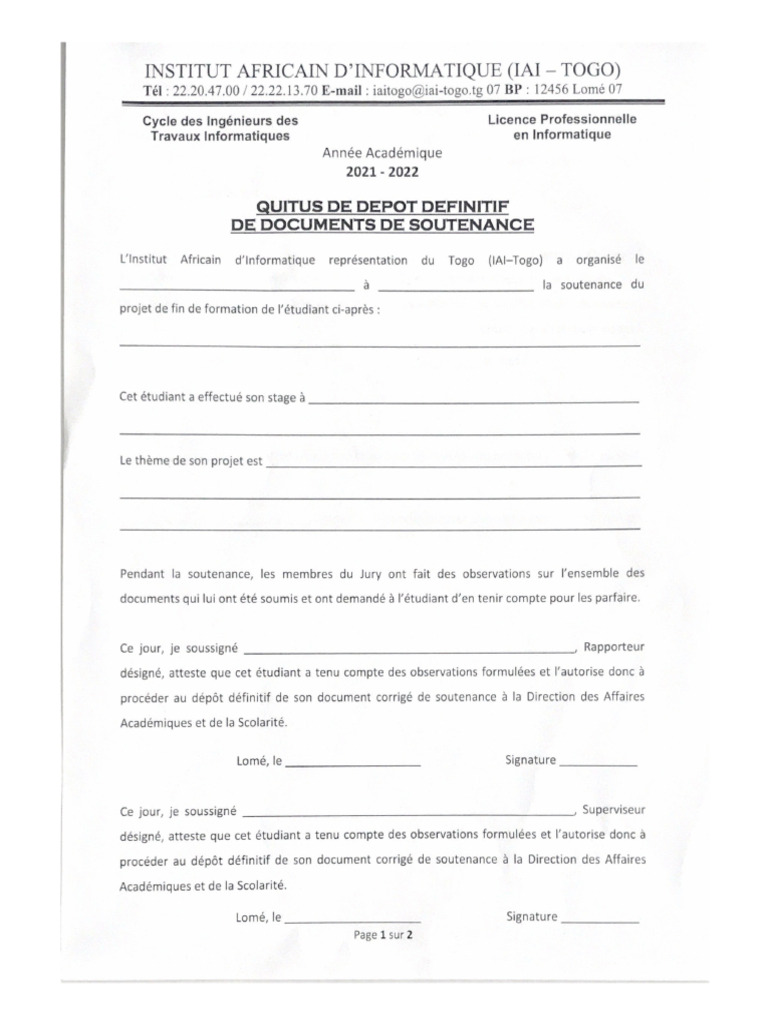 Exemple Quitis Depot Final | PDF