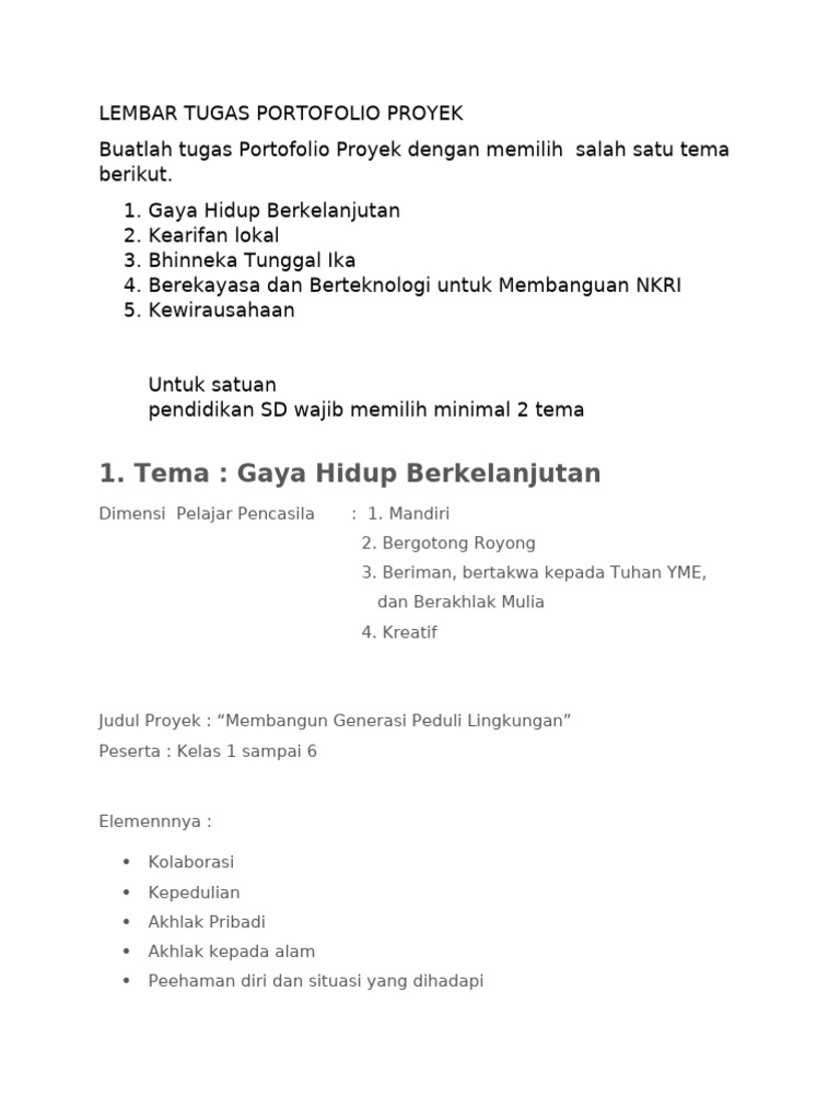 LEMBAR TUGAS PORTOFOLIO PROYEK 42 | PDF