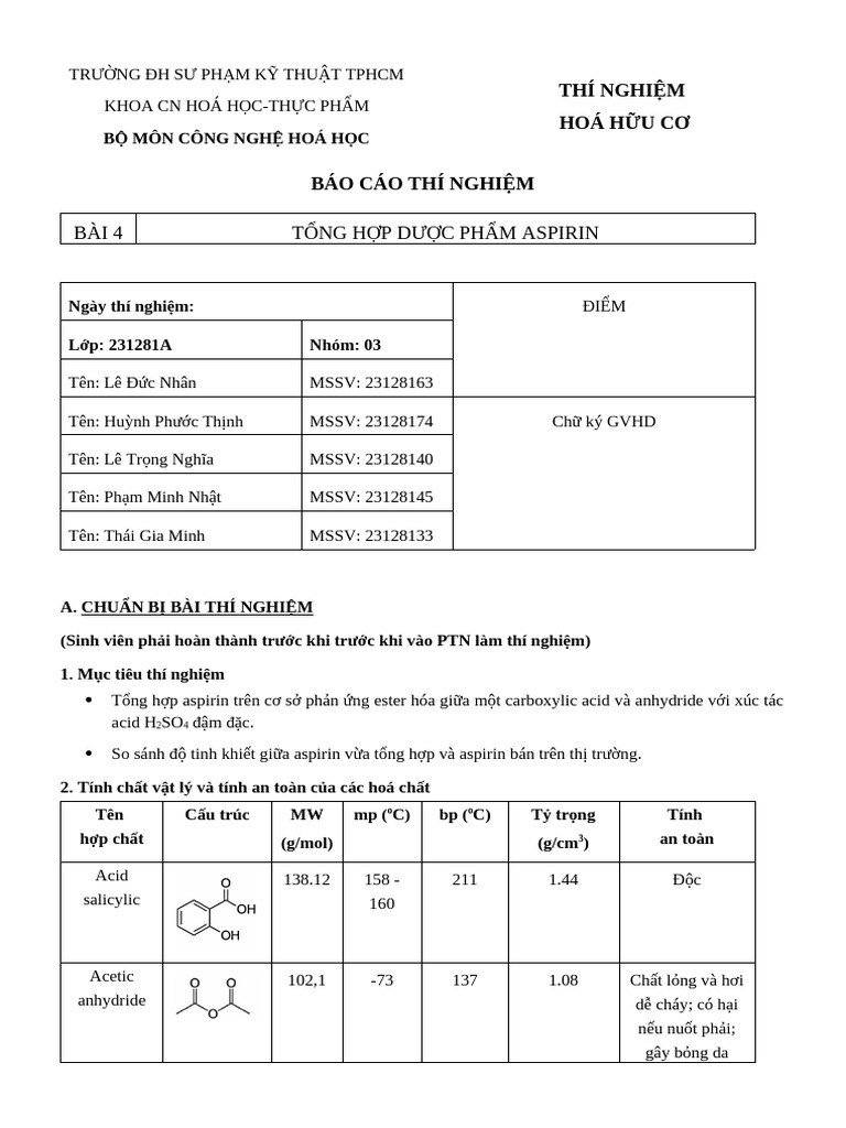 Bài 4 T NG H P Aspirin | PDF