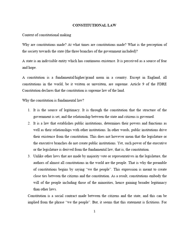 Constitutional Law Essentials | PDF | Separation Of Powers | Democracy