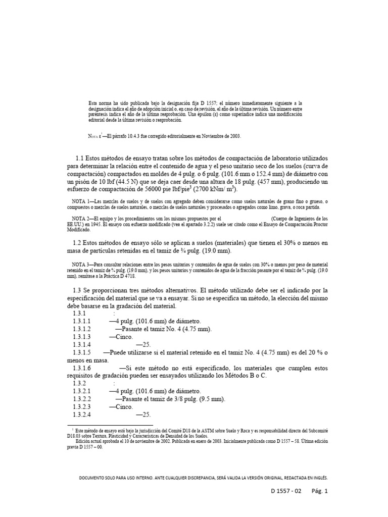 D 1557-02 - Esp | PDF | Ciencias de la Tierra