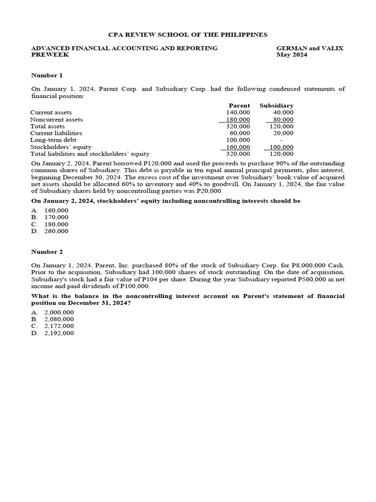 95 - AFAR Preweek Lecture | PDF | Equity (Finance) | Fair Value