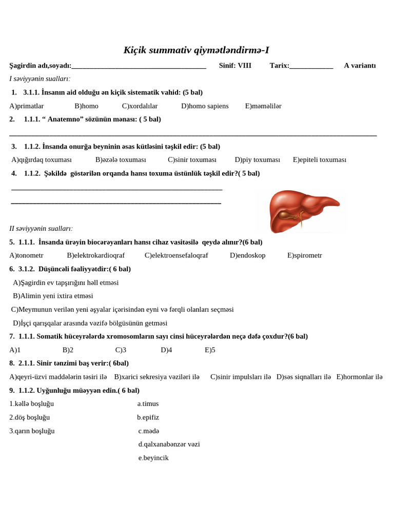 8ci Sinif ksq1 | PDF