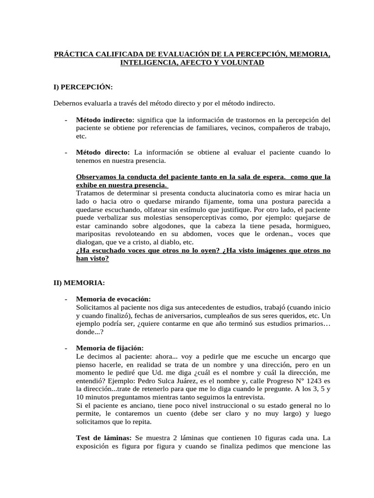 Práctica Calificada de Evaluación de La Percepción, Memoria ... Práctica Calificada de Evaluación de La Percepción, Memoria ...
