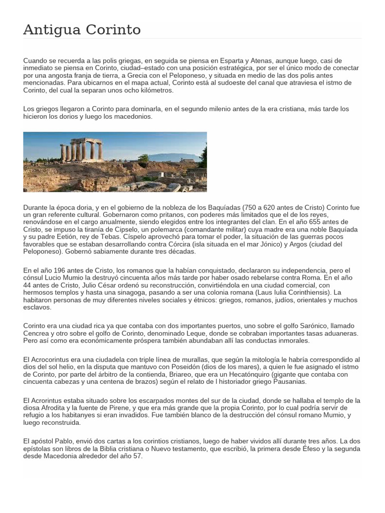 Historia de Antigua Corinto | PDF | Corinto antiguo