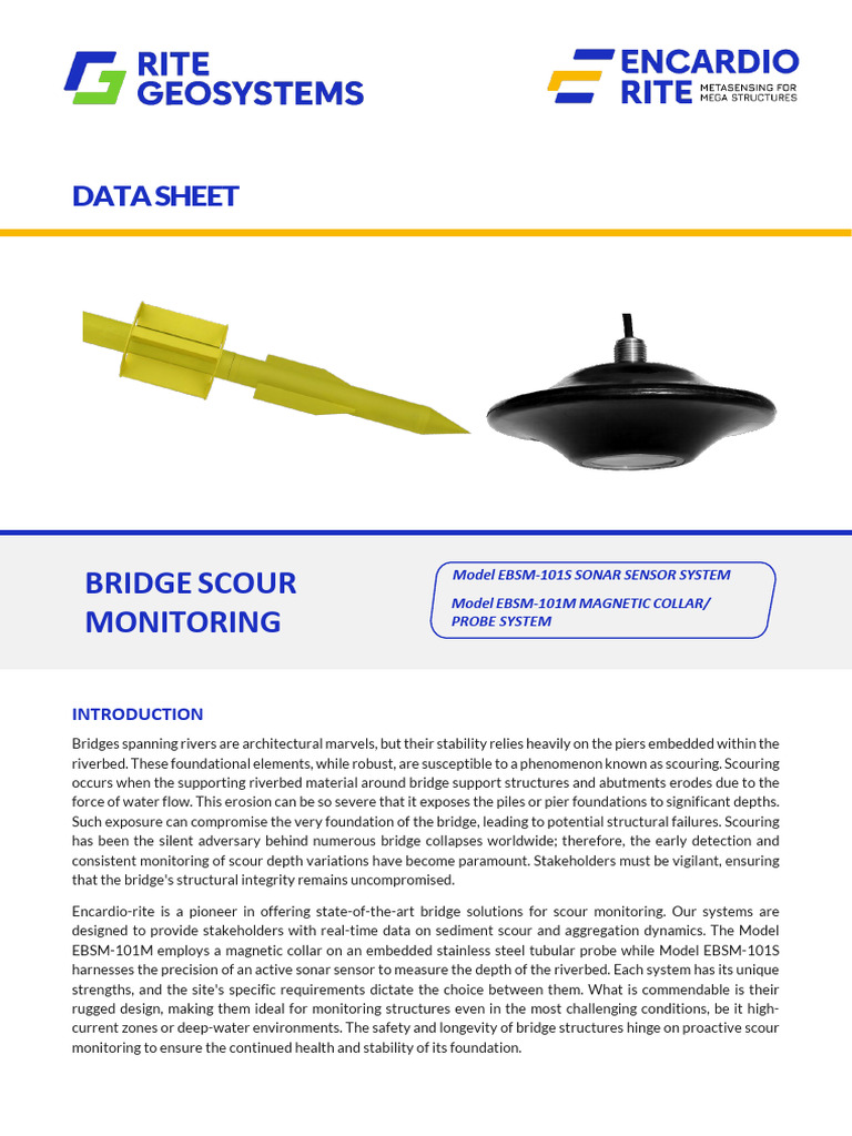 EBSM-101 Bridge Scour Monitoring - Magnetic and Sonar - R4 | PDF | Sonar