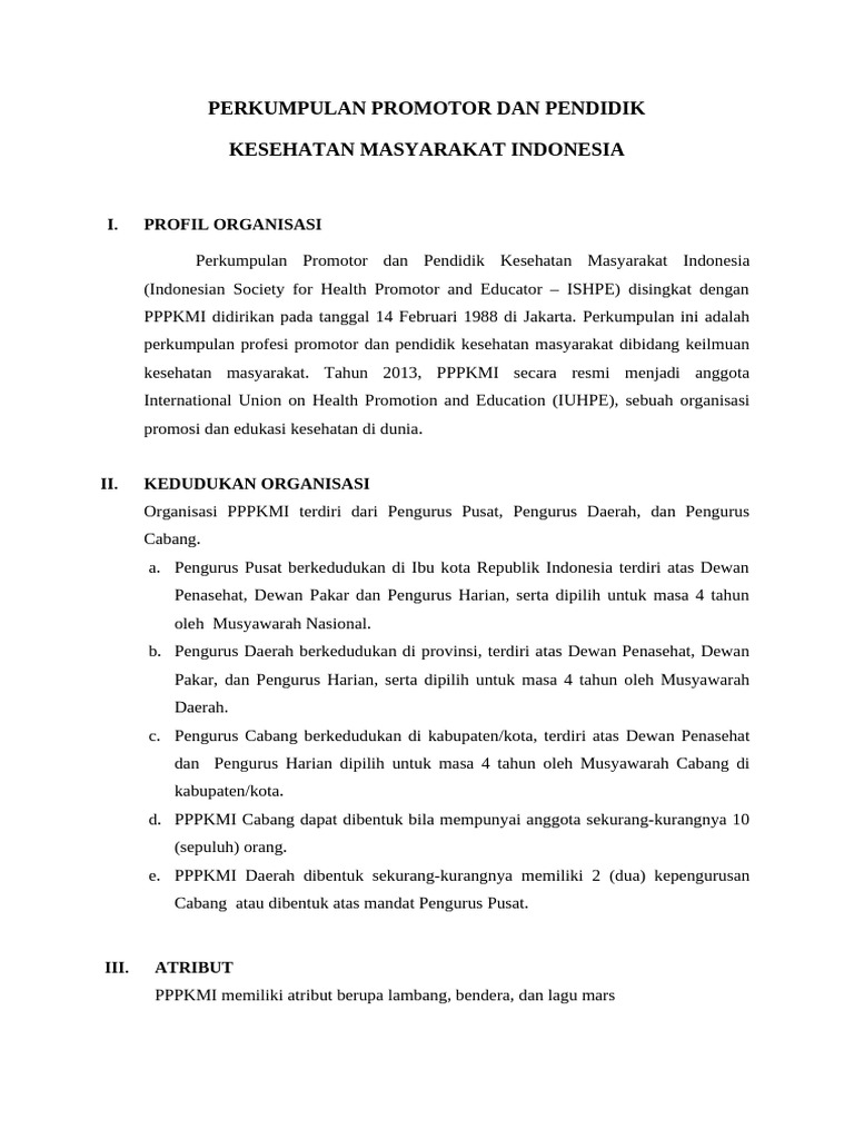 Profil PPPKMI dalam Kesehatan Masyarakat | PDF