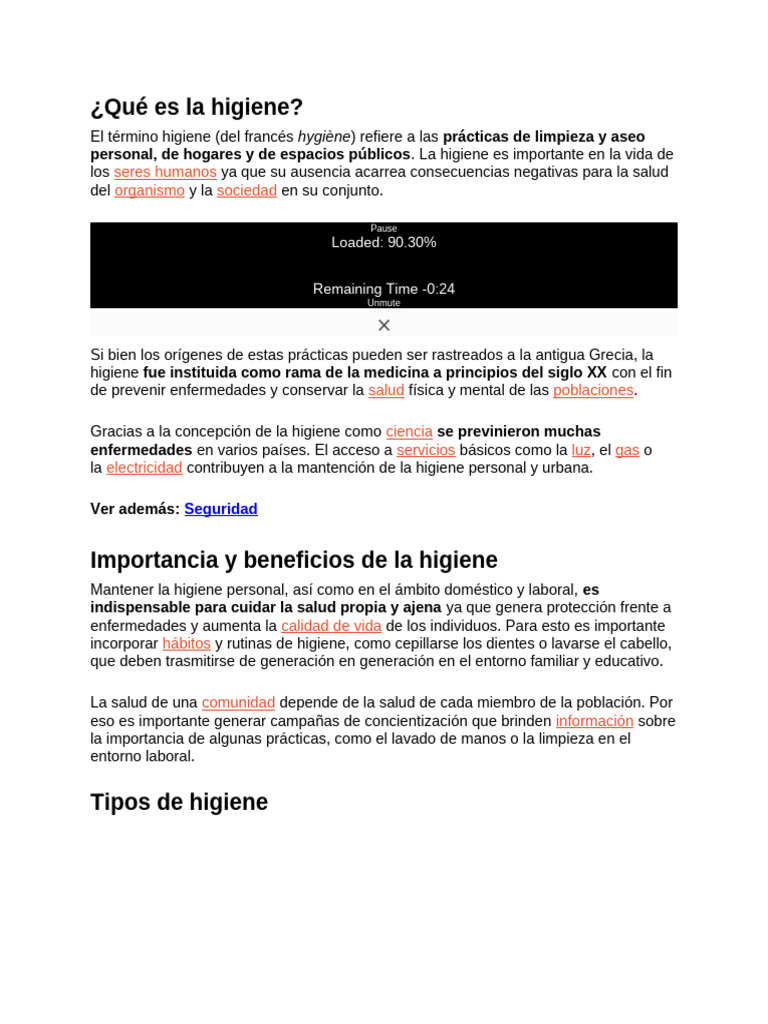 Qué es la higiene | PDF | Higiene