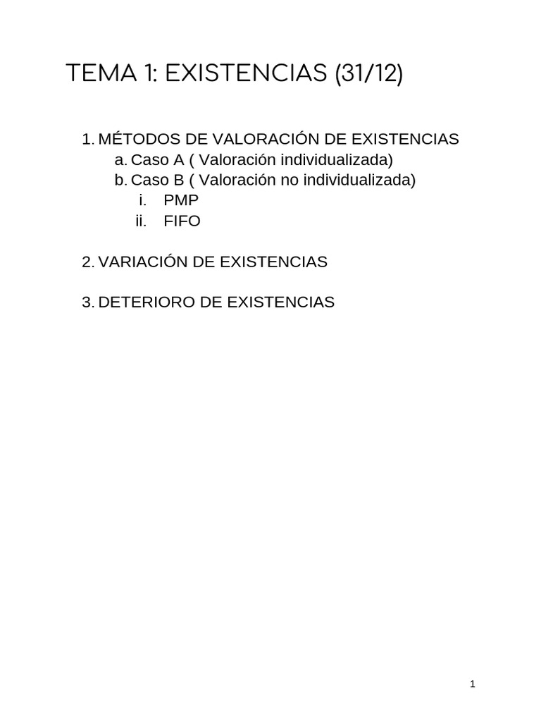 TEMA 1 - EXISTENCIAS (31 - 12) (1) PERSONAL DE YULI (Reparado) | PDF | Contabilidad | Estado de ...