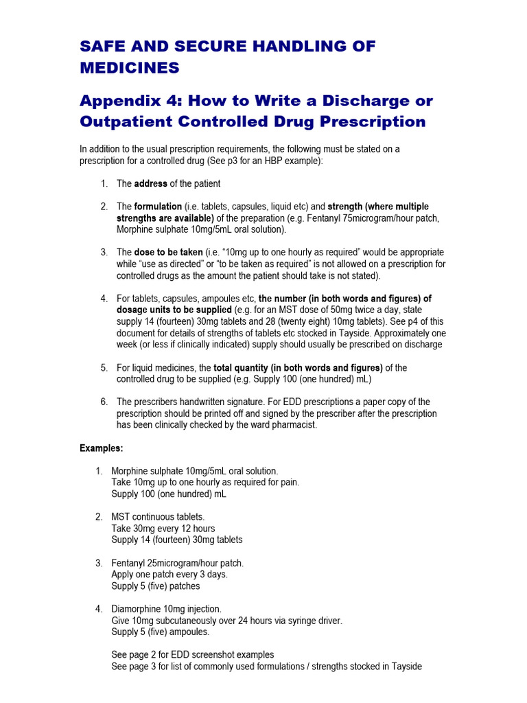 SSHM Appendix 4 How to Write a Controlled Drug Prescription in Hospital ...