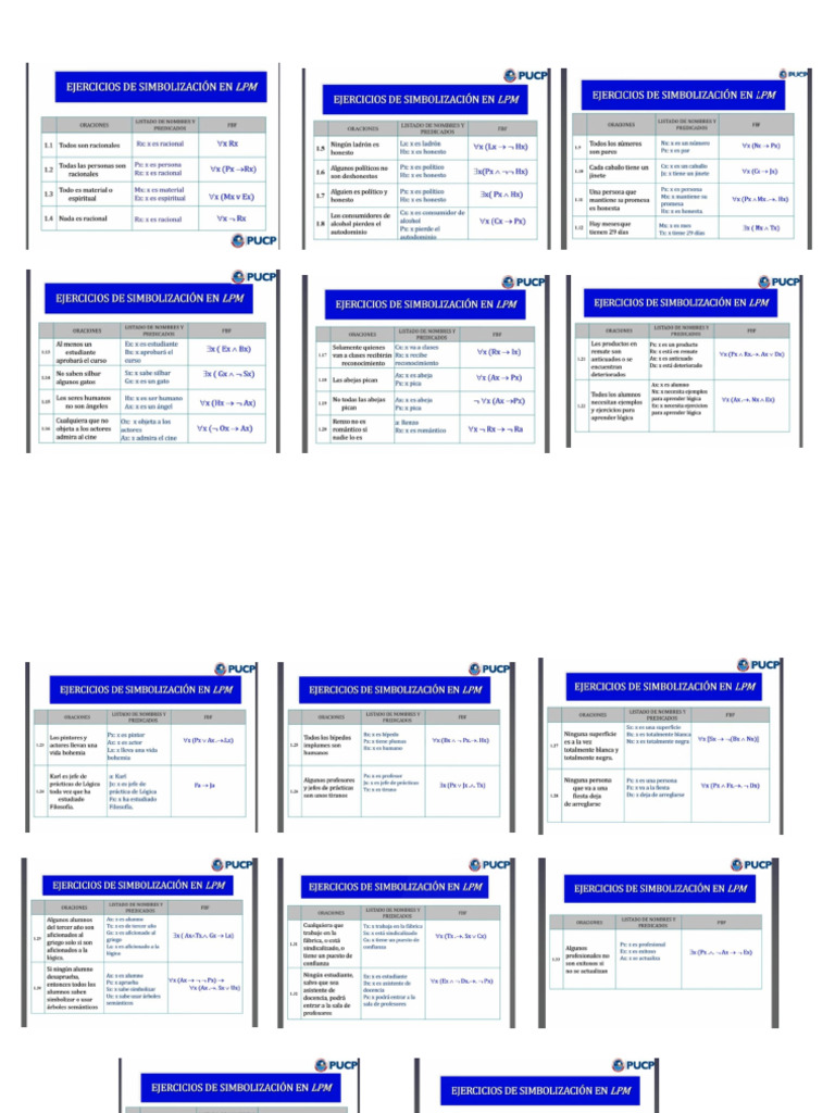 Lógica de Predicados - Tablas | PDF